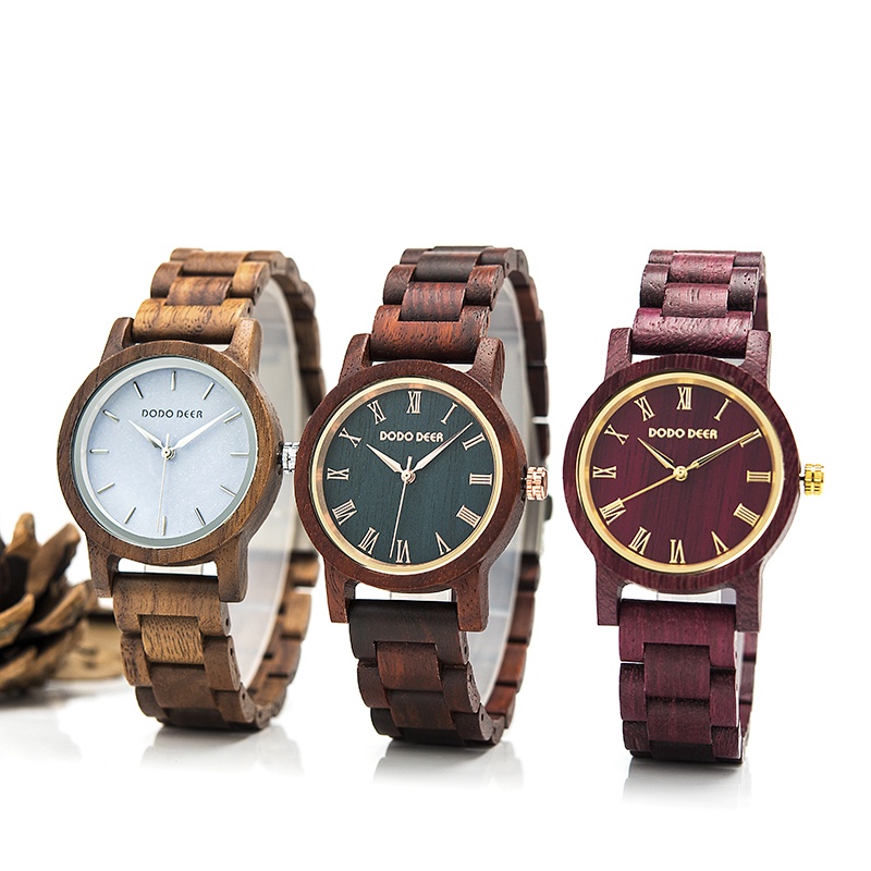 DODO DEER Ladies Watch Real Wood Wristband Wristwatches Women Female ...