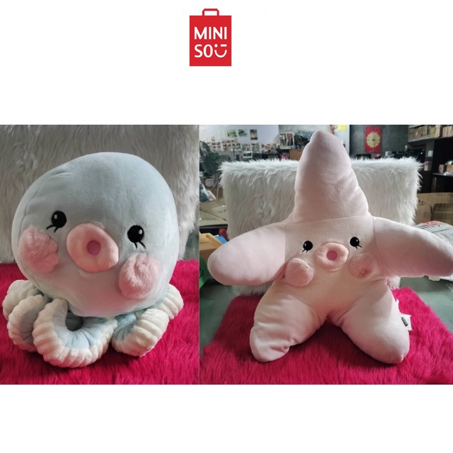 Miniso Ocean Series 17inches Pink Starfish, Light Blue Octopus, Brown ...