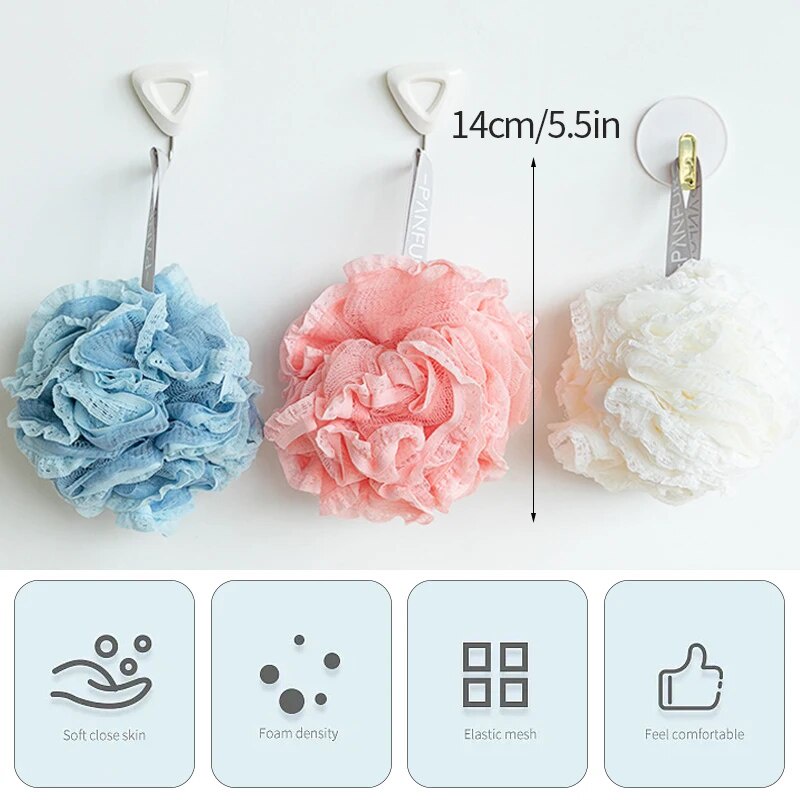 Lace Bath Ball Soft Mesh Bath Sponge Balls Easy To Foam Shower Flower ...