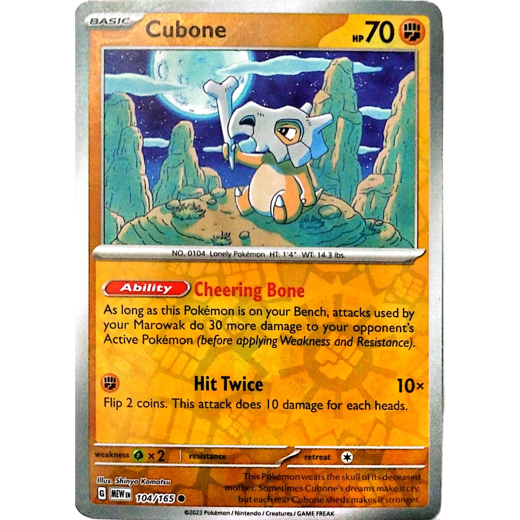 Pokemon TCG Cubone 104/165 Scarlet & Violet - 151 Mew Common Non Holo ...
