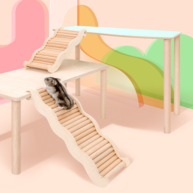 ☂Hamster Wooden Ladder Small Pet Climbing Toy for Chinchilla Natural ...