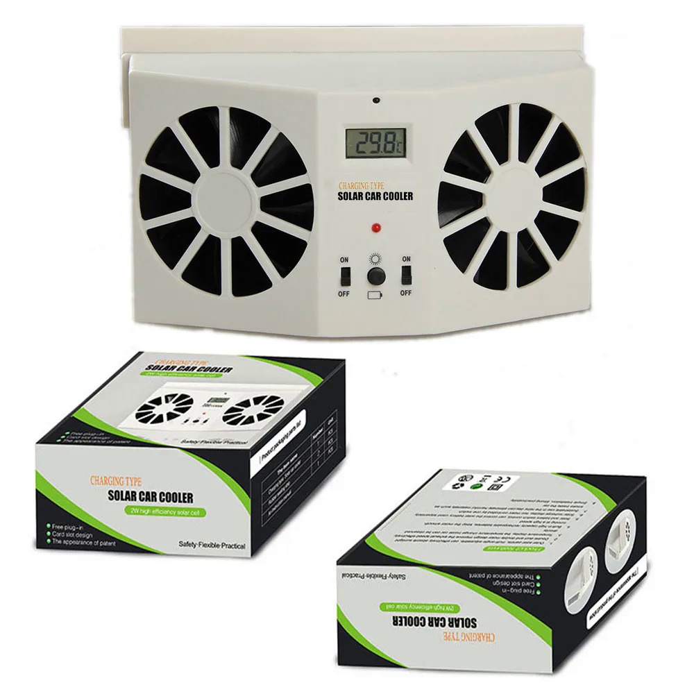 Solar Sun Power Car Auto Air Vent Cool Fan Portable Cooler Radiato with ...