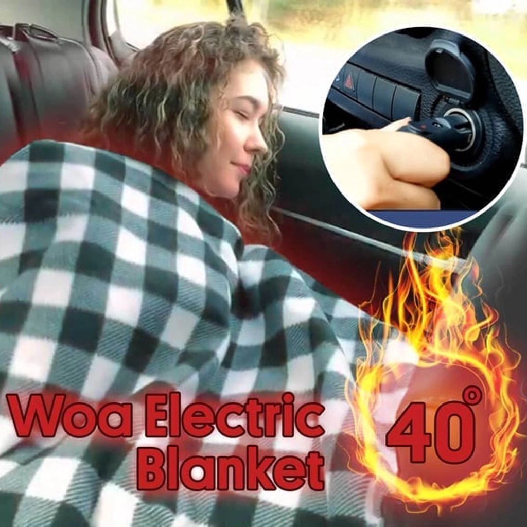 12V Car Electric Heated Blanket Winter Warmr 150*100cm Travel Heating ...