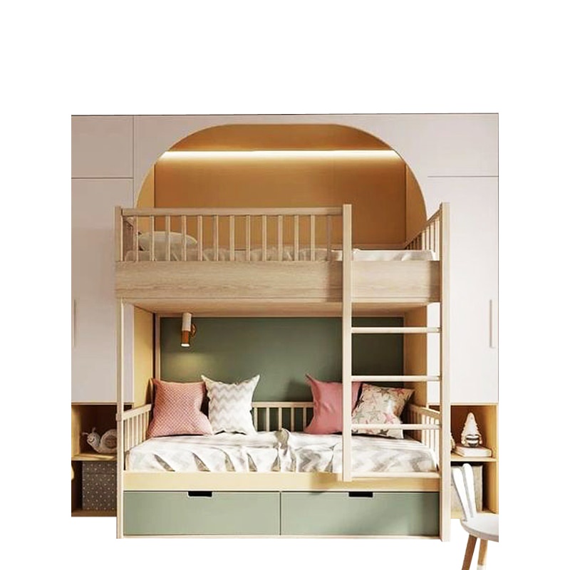 ☺Upper and lower beds Solid wood adult modern simple upper and lower ...