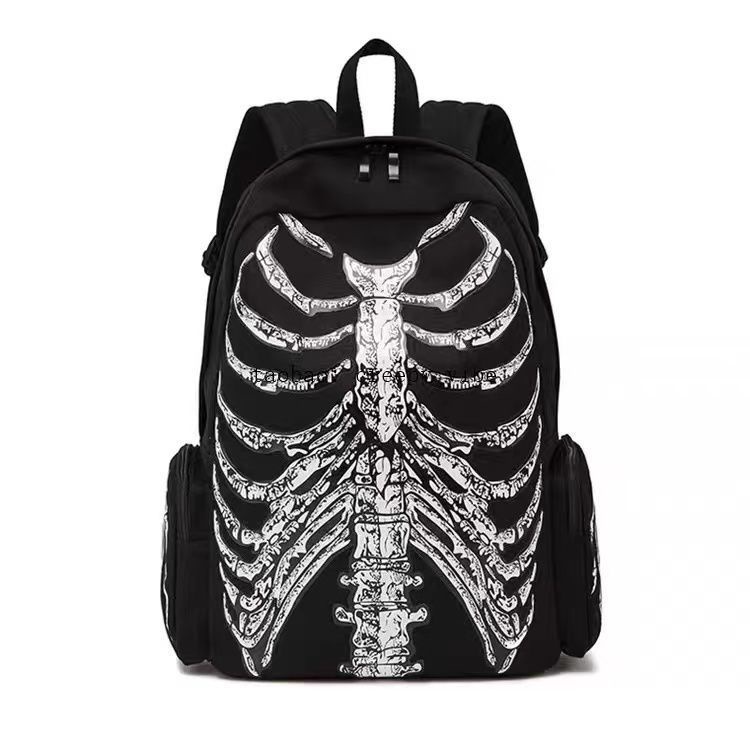 Dark Gothic rock skull skeleton totem design black and white hat men s ...