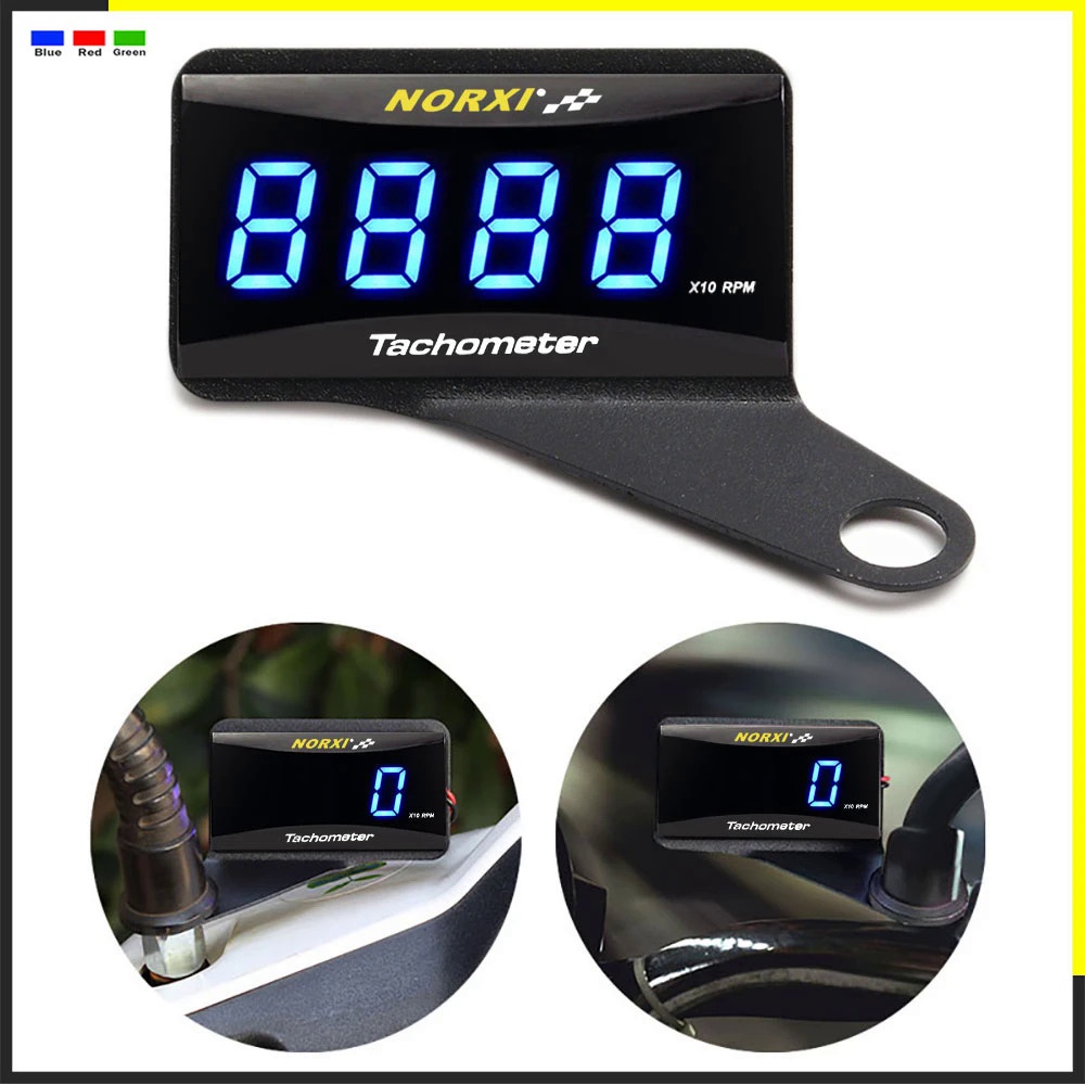 Motorcycle Mini RPM Meter Digital Square LCD Display Engine Tach Hour ...