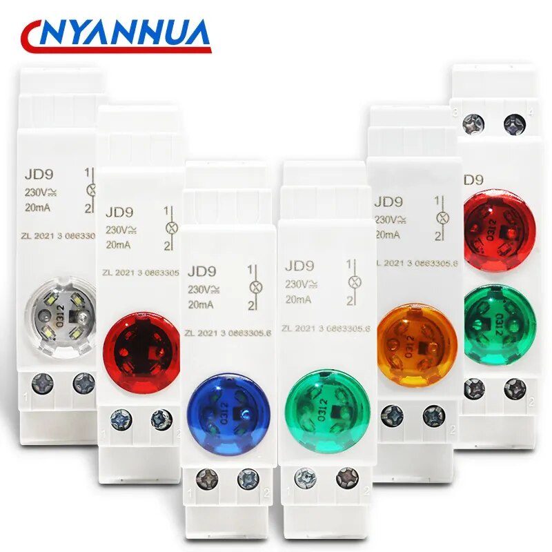 Din Rail Mount LED Signal Lamp Series AC/DC 24V 220V Indicating Indication Pilot Lights JD9 ...