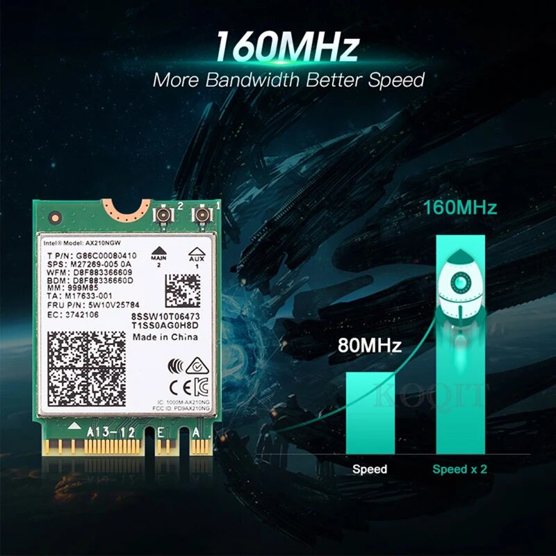 Wi-Fi 6E Intel AX210 Card Bluetooth 5.3 WiFi 6 Adapter 5374Mbps 2 In 1 ...