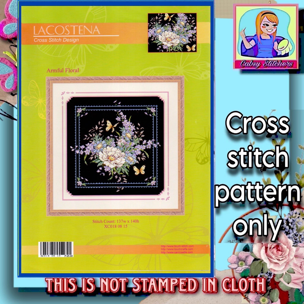 ARMFUL FLORAL CROSS STITCH PATTERN ONLY this is not stamped in cloth ...