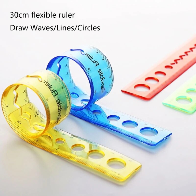 ♦4Pcs Color Flexible Rulers Soft Bendable Plastic Rulers Duals Scale ...