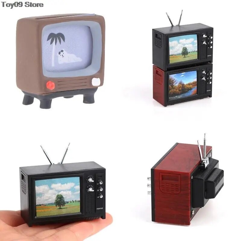 ♝100% new Retro Mini Portable TV Television Watch TV Dollhouse Scene ...