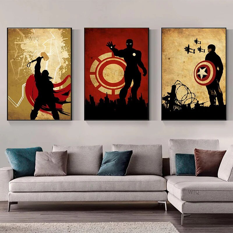 Avengers Iron Man Captain America Canvas Painting Marvel Movie ...