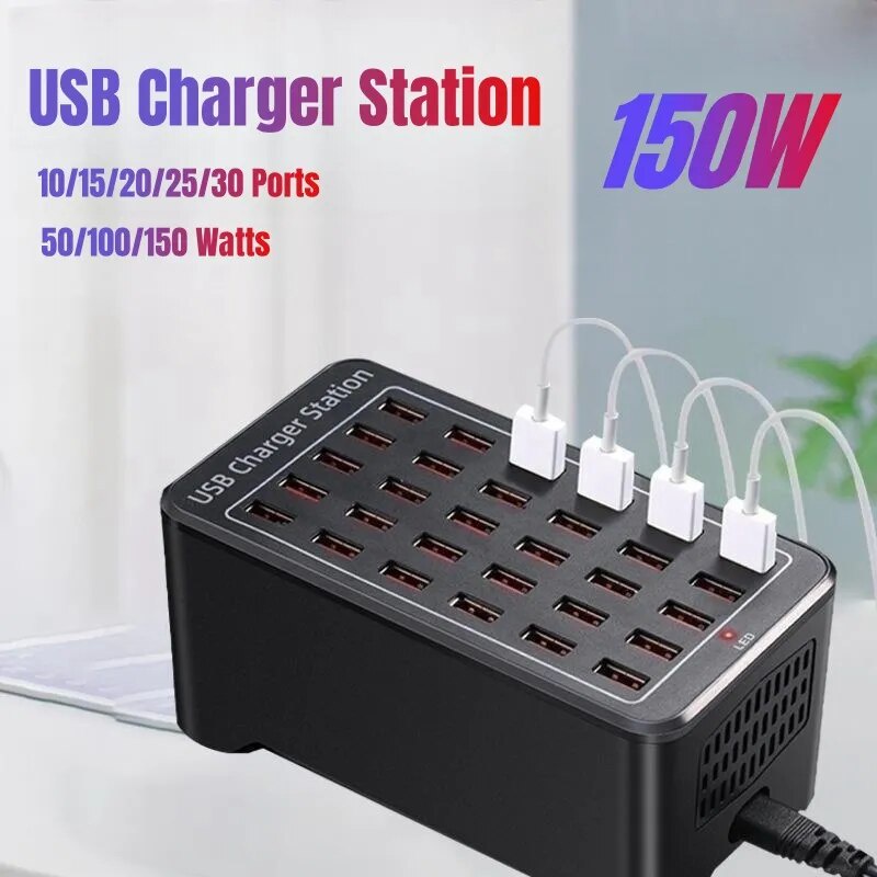 Multi port USB Charger 10 15 20 25 30 Ports HUB 150W 100/50W Universal ...