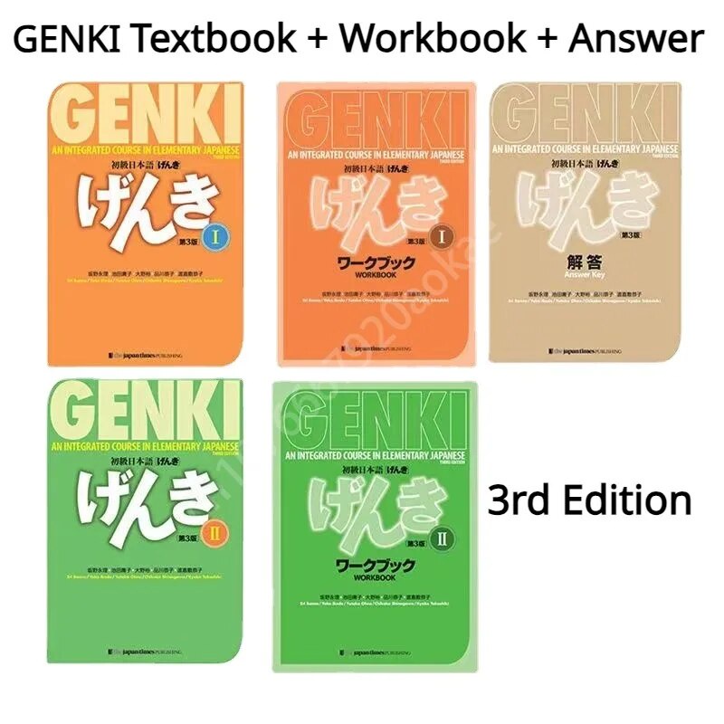 ⚕5 volumes GENKI 3rd Edition Textbook + Workbook + Answers Elementary Japanese Genki Japanese ...