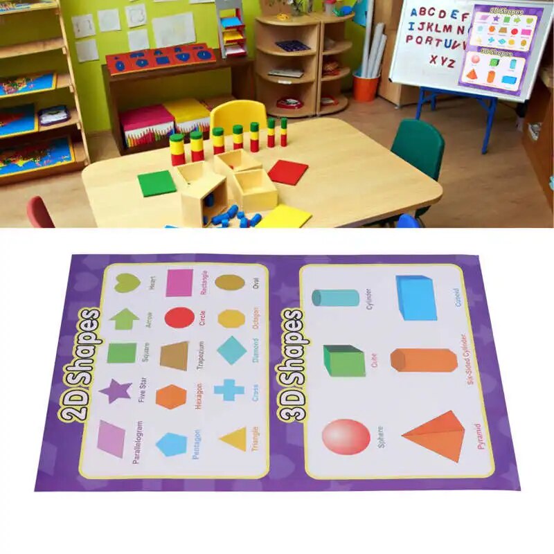 10pcs Kids Educational English Laminated Wall Chart Preschool Poster 3D ...