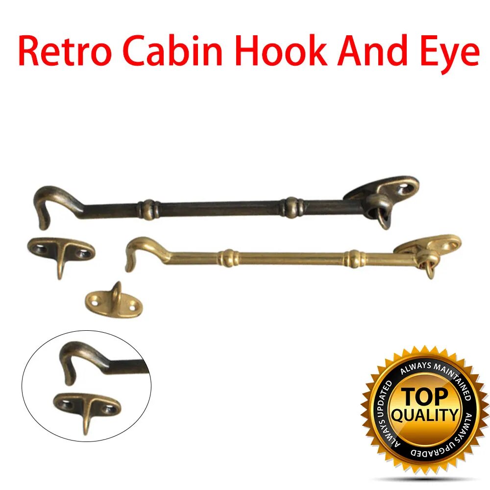 Brass Window Lock Cabin Hook Eye Shed Gate Door Latch Silent Holder ...