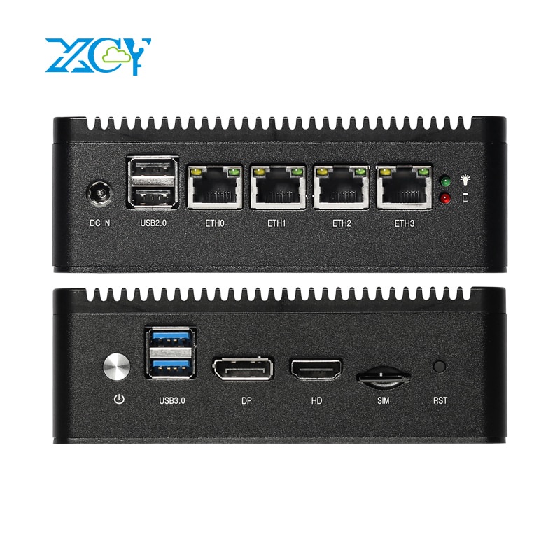 ☺XCY Fanless Mini PC Intel Celeron J4125 N4000 4x 2.5GbE LAN Ports ...