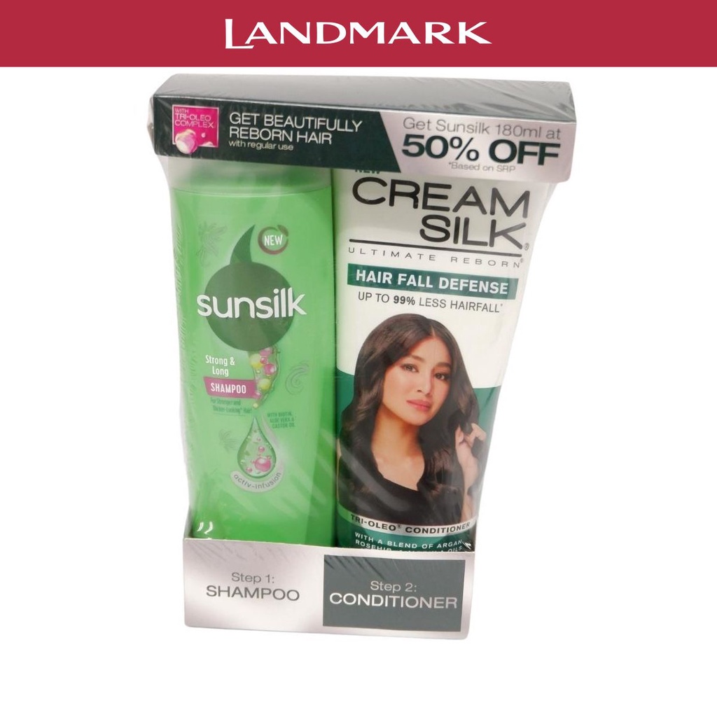 Creamsilk Hairfall + Sunsilk Green Shampoo 12 1+1 180ml+180ml | Shopee ...
