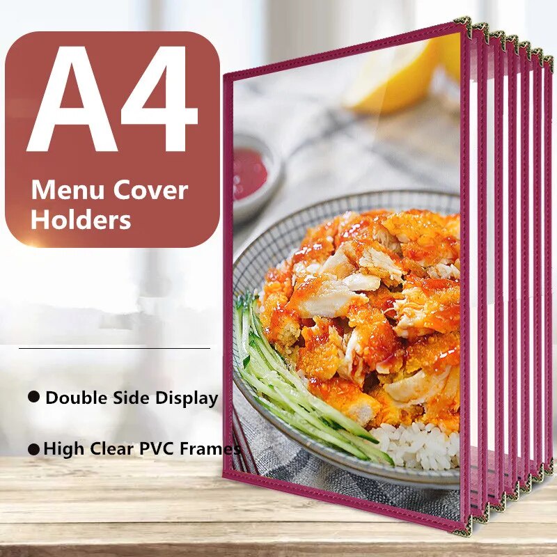 A4 Letter Size Food Menu Cover 8.5x11 Inches Fold Restaurant Cafe Menu Paper Sign Holder Book ...