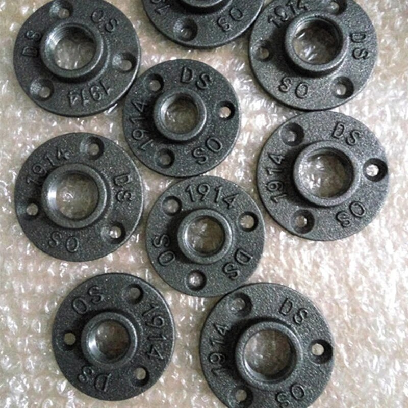 6pcs Iron Pipe Fittings Wall Mount Floor Antique DN15 DN20 Flange Piece ...