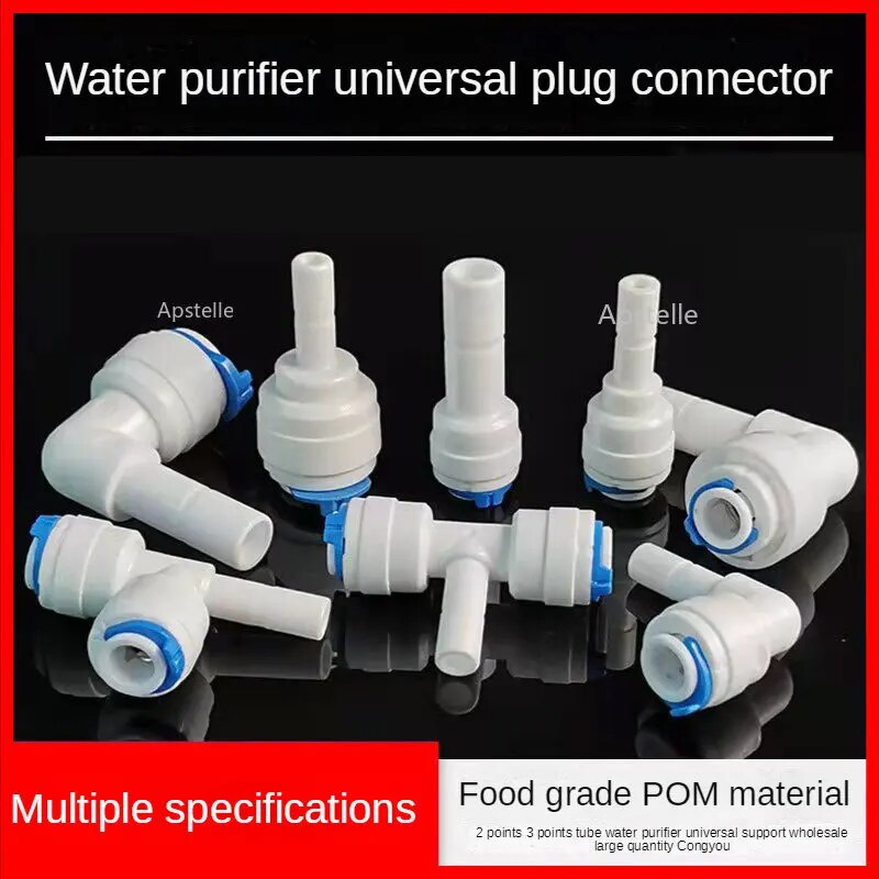 1/4 3/8 Hose PE Pipe Connector Water Filter Reverse Osmosis Parts Tee ...