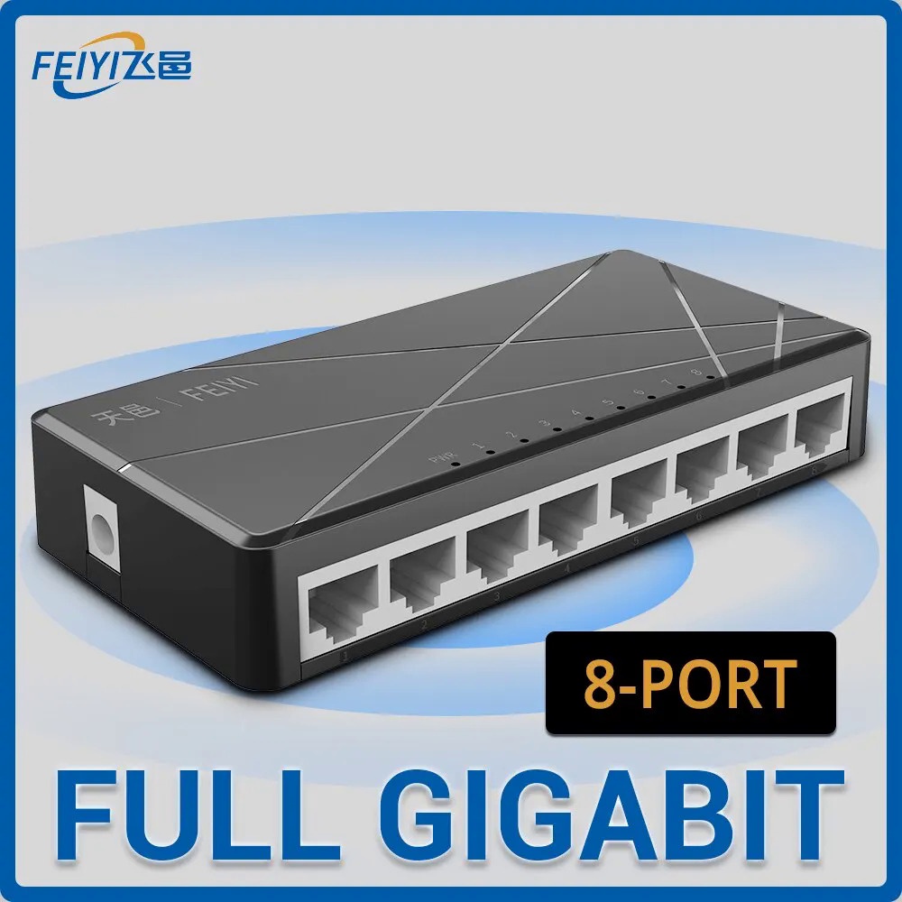 FEIYI SG108M Ethernet Switch with 8 Port Desktop Ethernet Network ...