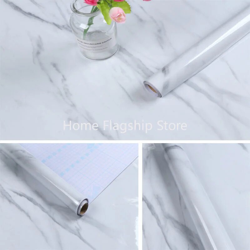 Vinyl Self Adhesive Waterproof Wallpaper Contact Paper Marble Roll 80cm ...