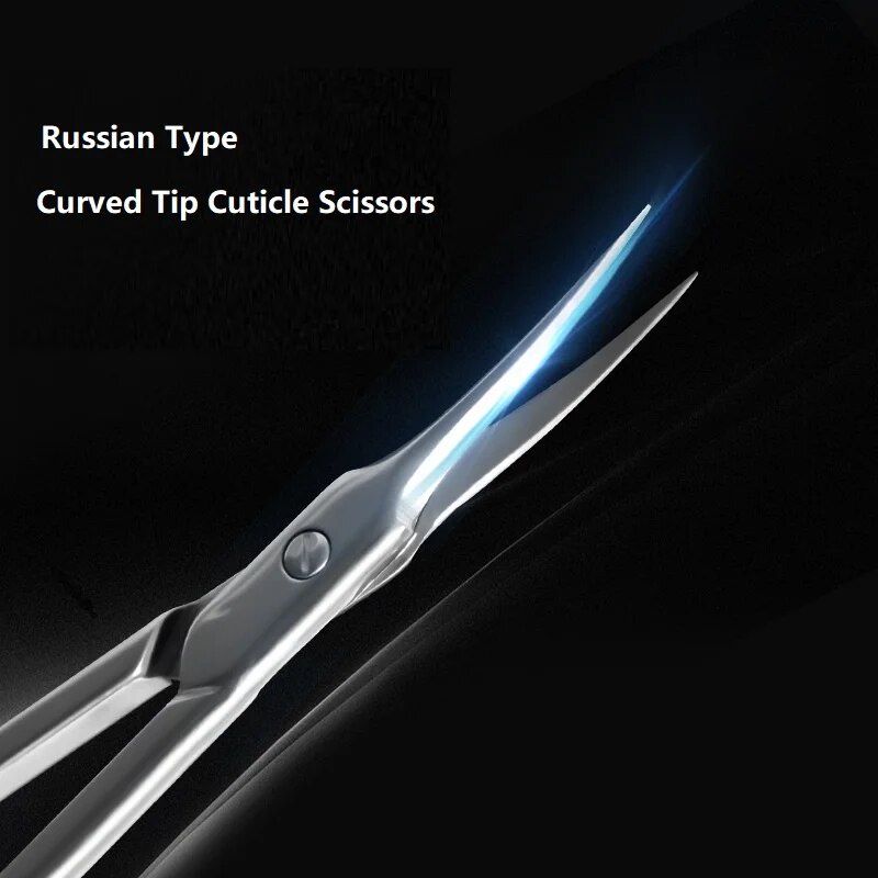 Russian Curved Tip Manicure Cuticle Scissors Professional Stainless ...