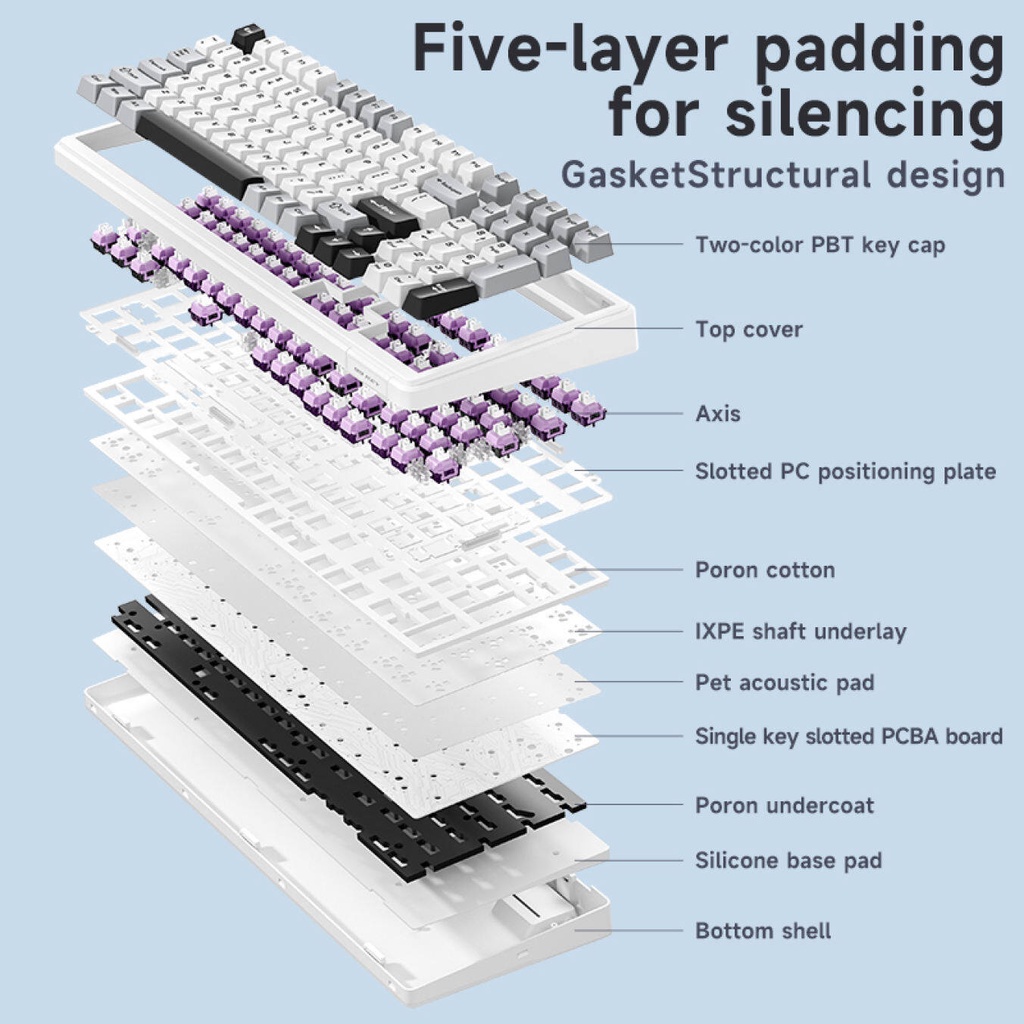 AULA F99 99 Keys Gasket Keyboard 3 modes Customized Mechanical Keyboard ...