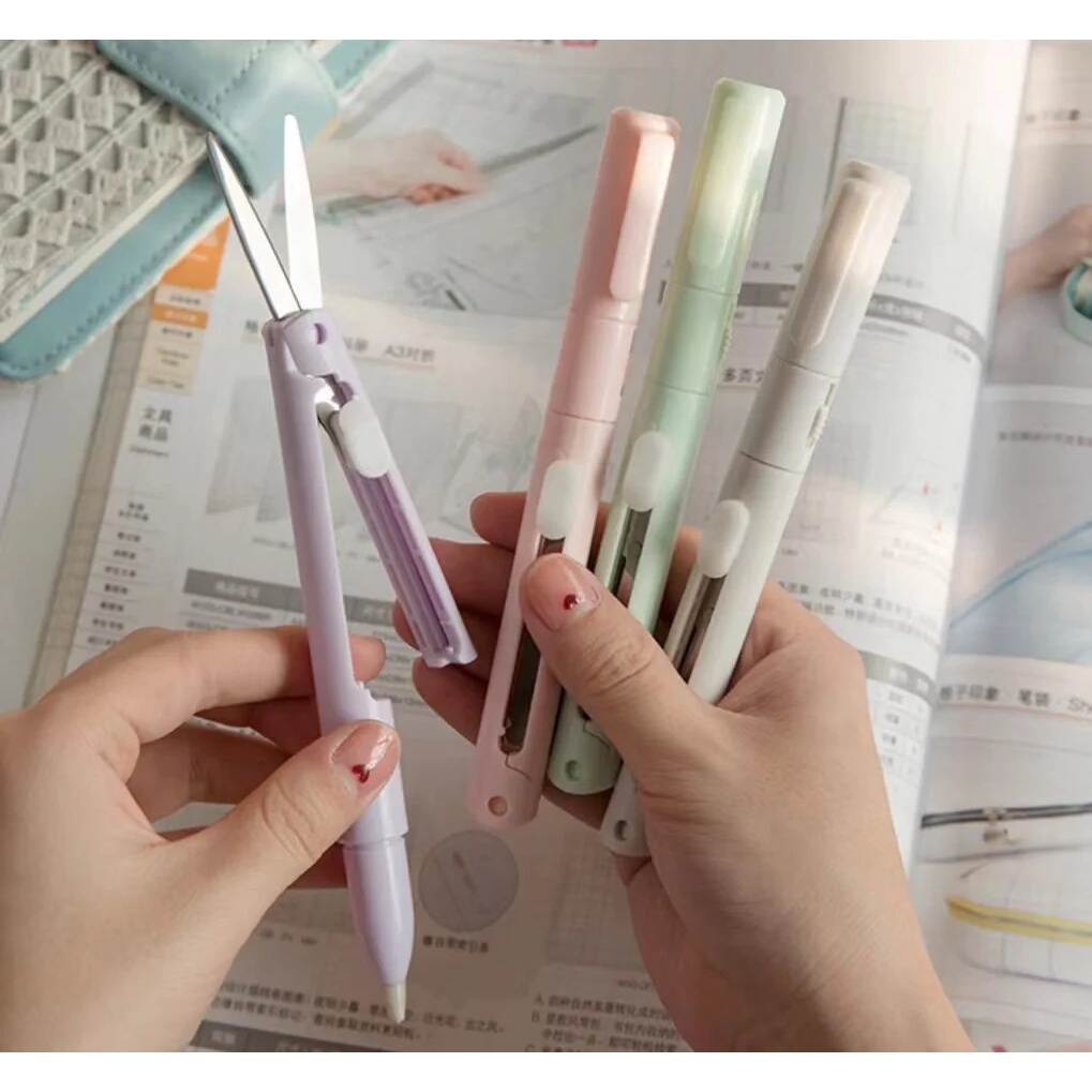 998 Macaron color Pocket Folding pen Paper cutter two-in-one ...