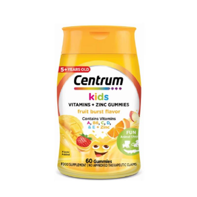 Centrum kids Vitamins + Zinc Gummies Fruit Burst Flavor 60 Gummies ...