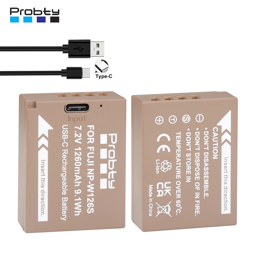 NP-W126 NP-W126S With USB-C Charging Port For Fujifilm X-T3 X-T2 X-T1 X-A5 X-E3 X-E2 X-E1 X100F ...