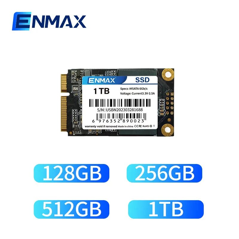 ENMAX mSATA SSD 128GB 256GB 512GB 1TB Mini SATA III 6GB/S Computer ...