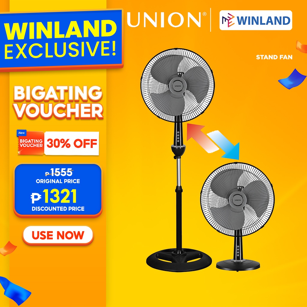Union by Winland 16 Inches 2-in-1 Convertible Stand Fan, Desk Fan ...