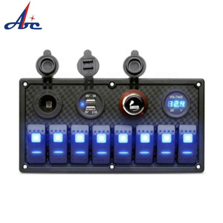 P28 8gang IP68 Rocker Switches 2 Ports USB Socket Cigarette Socket led ...