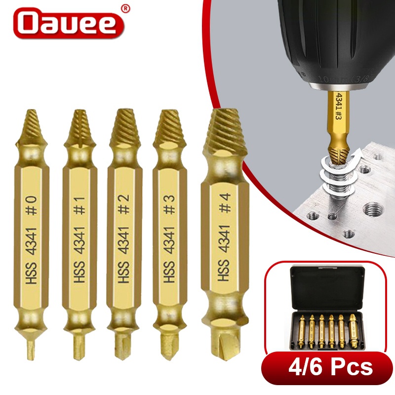 4/6Pc Damaged Screw Extractor Drill Bit Set Stripped Double Ended ...