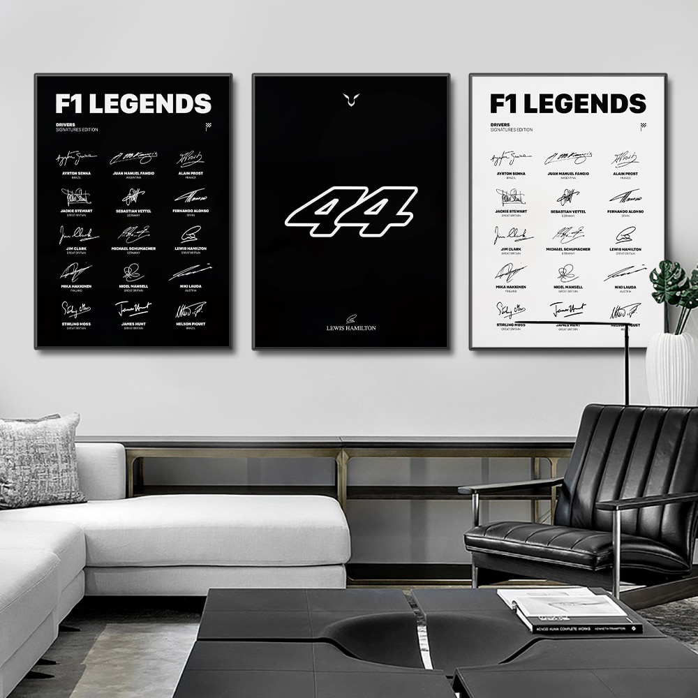 Classic Formula 1 Drivers Legends Signature Edition Wall Art Canvas ...