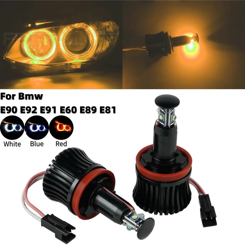 ☯2pcs LED Car Halo Rings Angel Eyes 10W White Red Blue Amber For Bmw ...