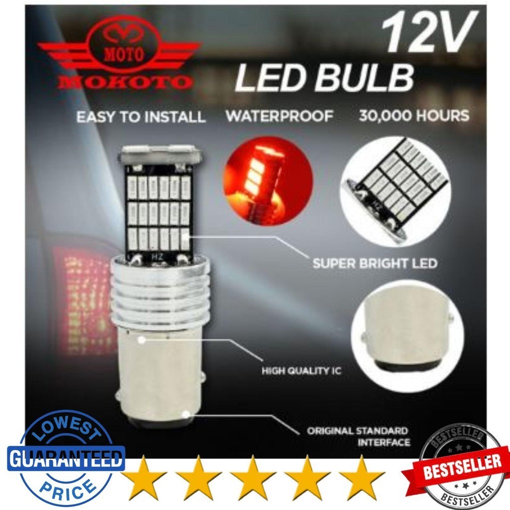 ORIGINAL MOKOTO TAIL LIGHT RED BRAKE LIGHT 15LED 12v STEADY RED for ...