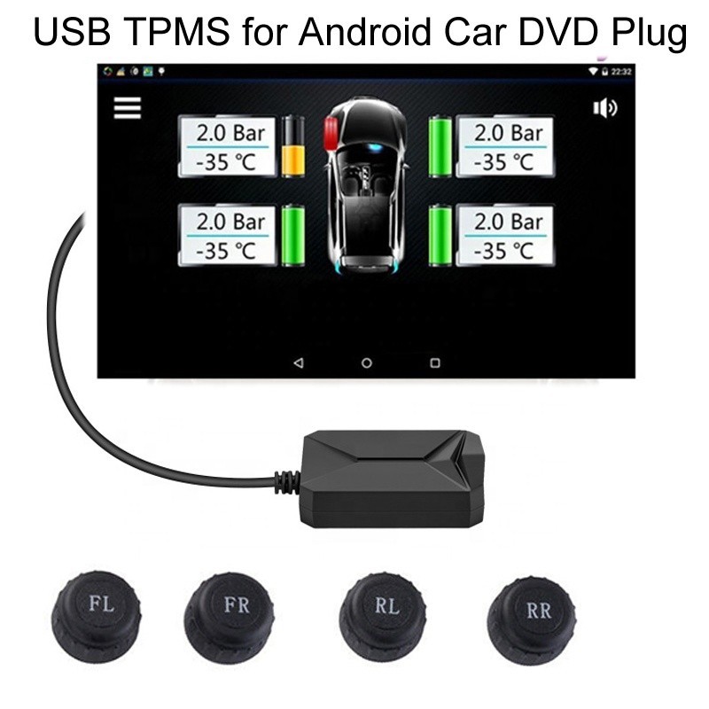 Plug in Android USB TPMS for Car Radio DVD Player Tire Pressure Monitoring System Spare Tyre DIY ...