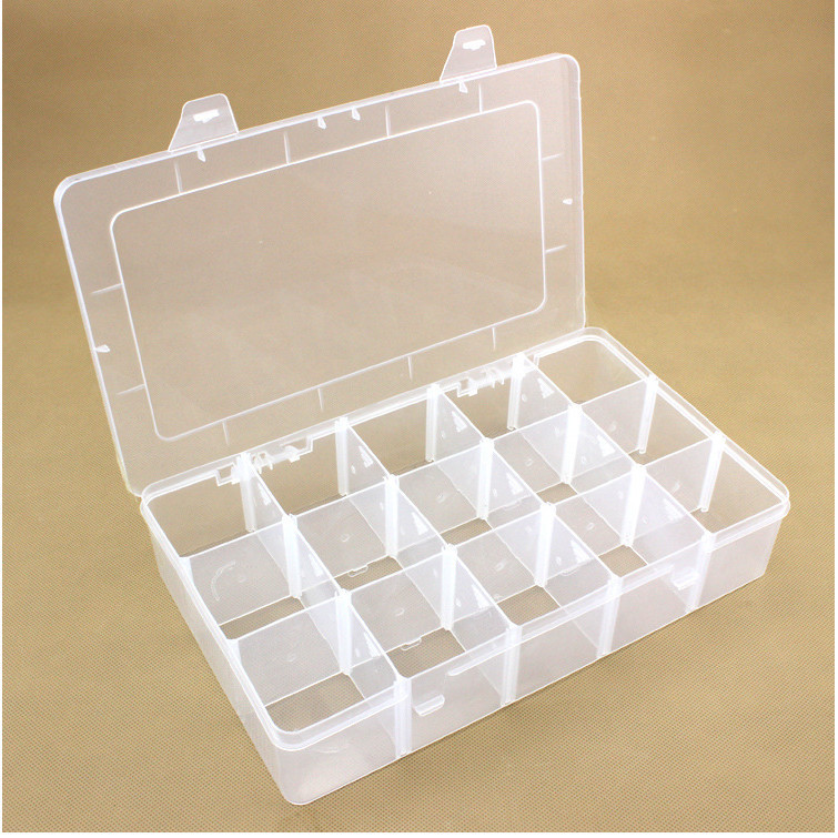 Transparent Plastic Adjustable 15 Clear Grids Electronics Organizer Box ...