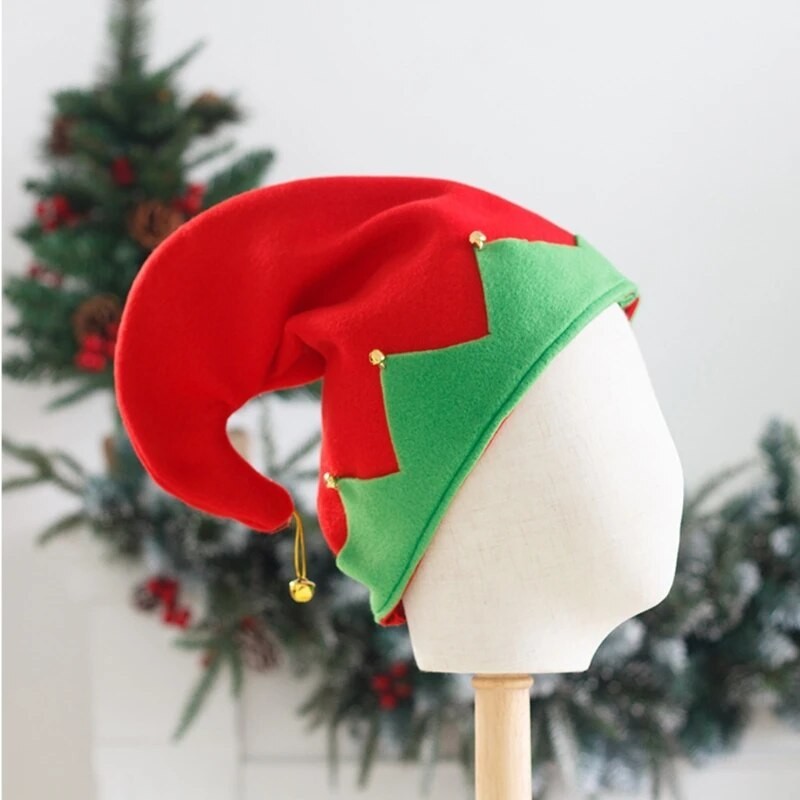 ☮Elf Cap Plush Made with Metal Bell Decoration for Christmas Santa's ...