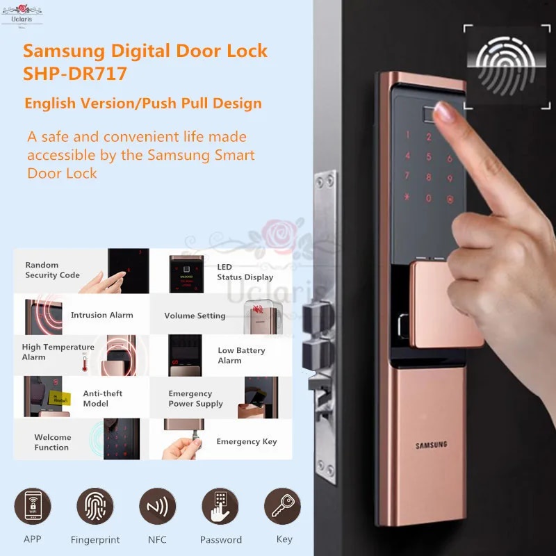 Samsung Smart Digital Fingerprint Lock SHP-DR717 Home Automatic Push ...