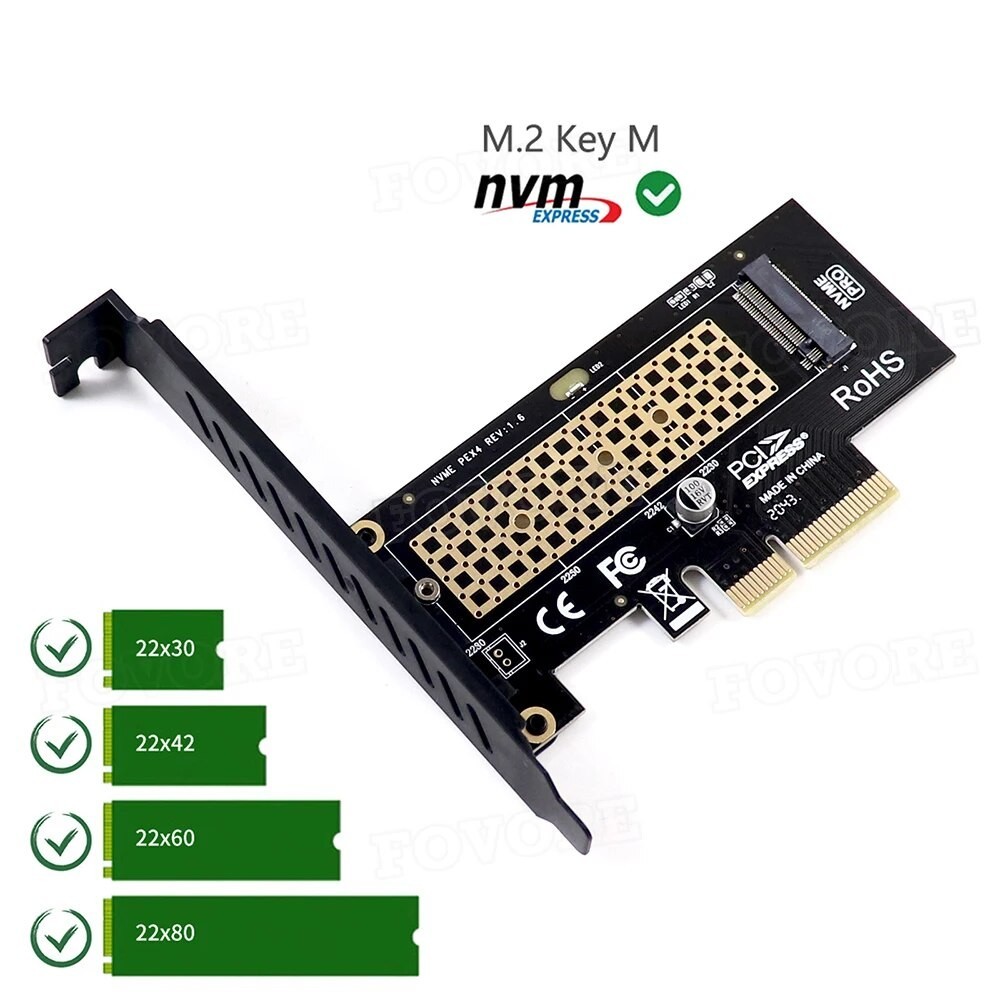 PCIe To NVMe Adapter with Aluminum SSD Heatsink Cooler, 64Gbps M2 Ssd ...