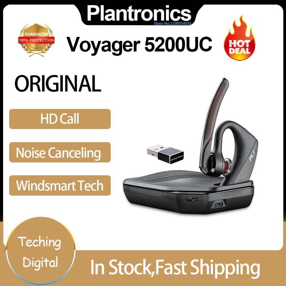 Plantronics Voyager 5200 UC Bluetooth Wireless Headset Noise Reduction ...
