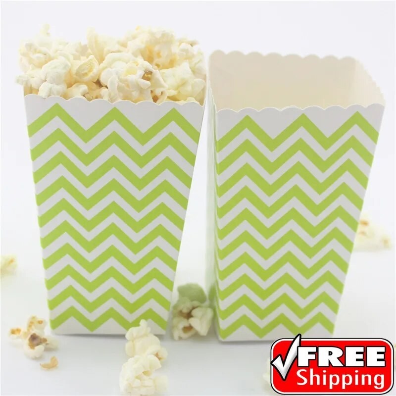 36pcs Lime Green Chevron Wedding Popcorn Boxes-Birthday Party-Zig Zag ...