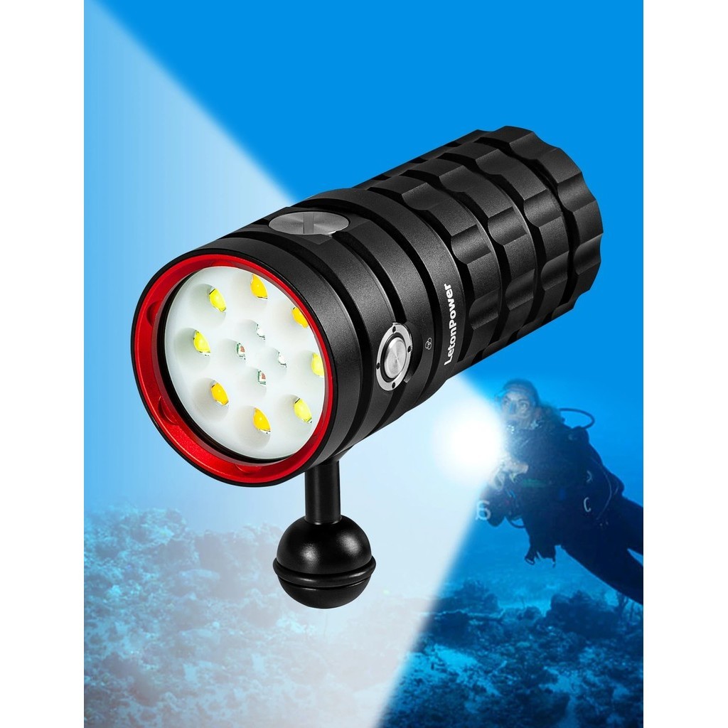 LetonPower Diving Flashlight 25000Lumens underwater flashlight 100m ...