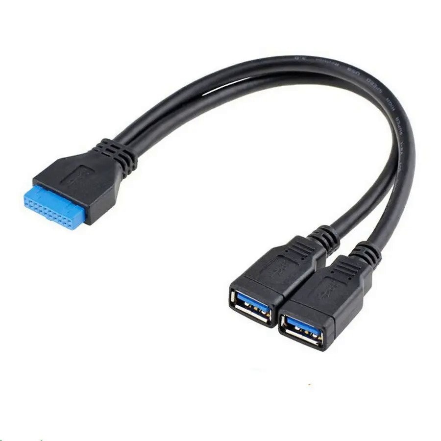 HMOP 2 Port USB 3.0 A Female to 20 Pin Header Motherboard Cable ...