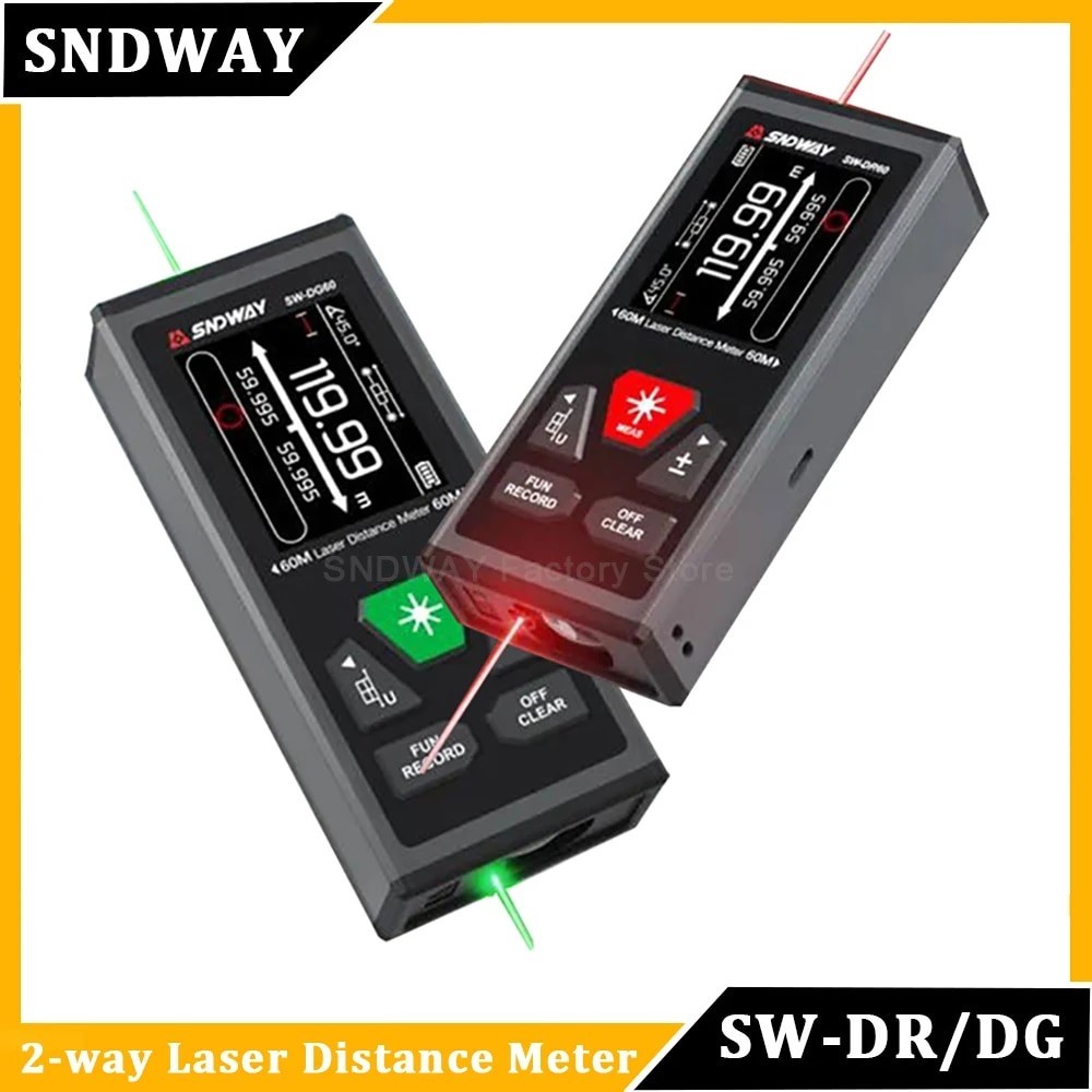 SNDWAY SW-DR/DG Series 2 Way Laser Measure Meter Rangefinder Red Green ...