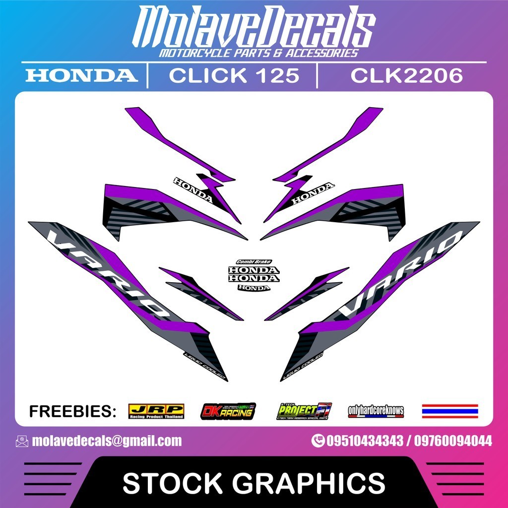 Honda Click 125 v3 2022 Stock Decals Purple CLK2206 | Shopee Philippines
